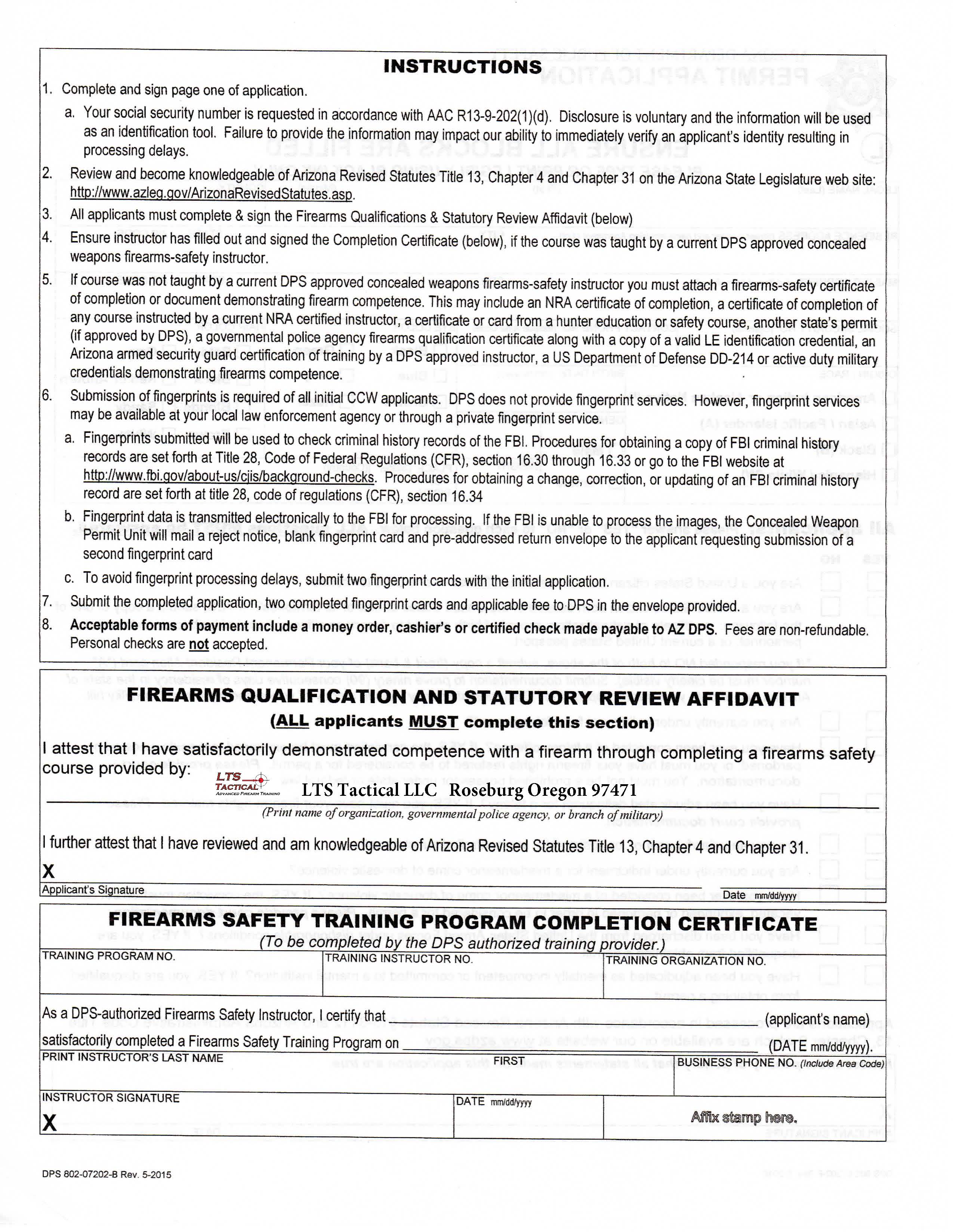 Arizona CWP Information